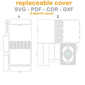 2 Book Box 5 Cover, Wood Book Laser Cut Files. Customizable Name or ...