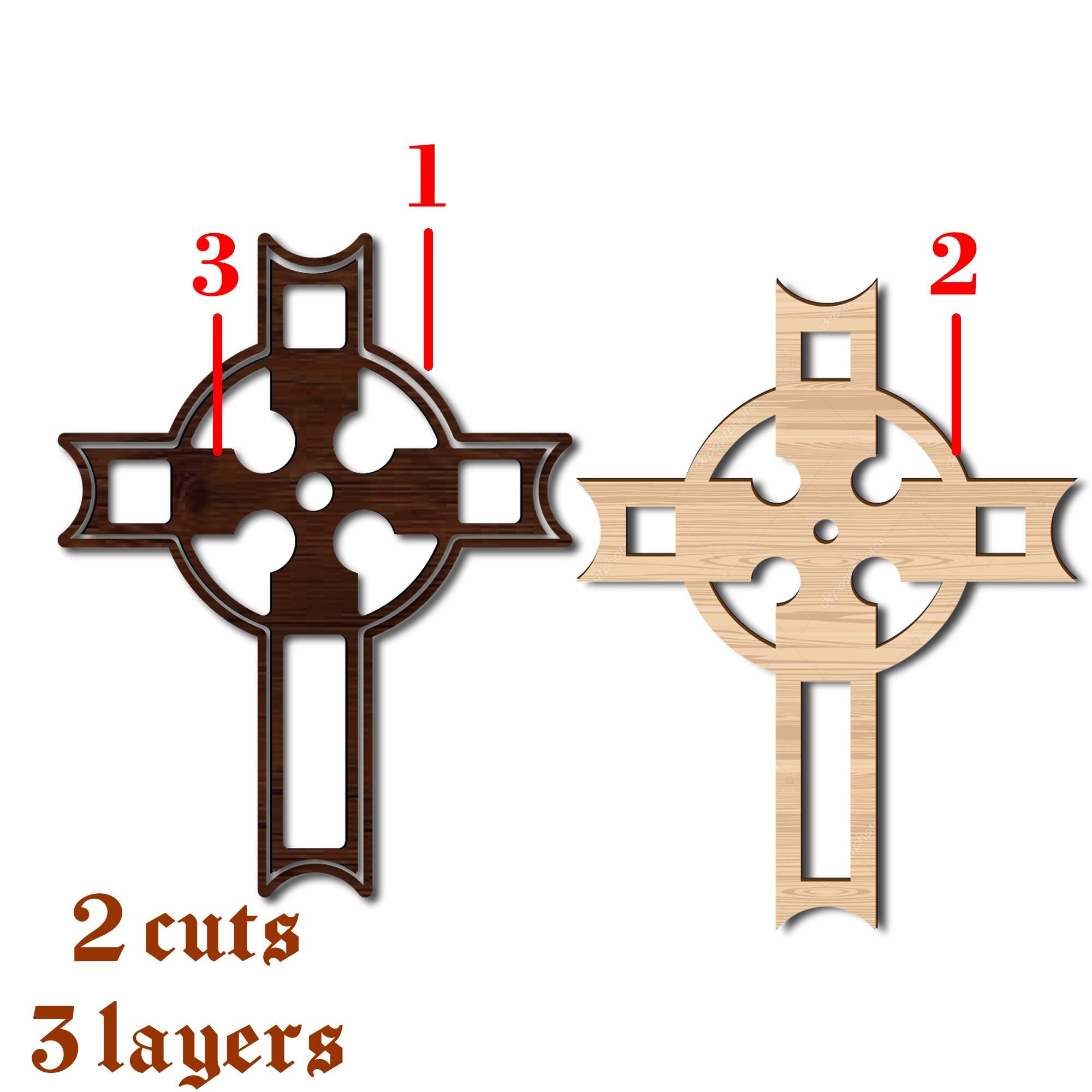 3 Layers Christian Cross Laser Cutting File. Svg Pdf Dxf - Etsy UK