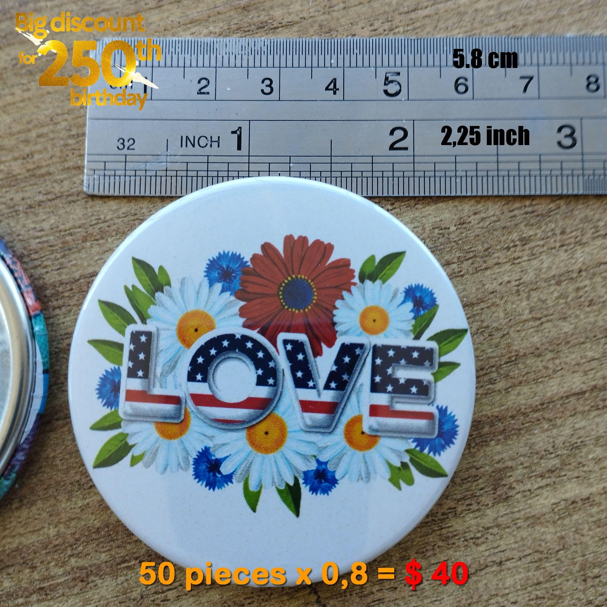 Customizable 250th Anniversary Badge. Silk American Flag and Gold ...