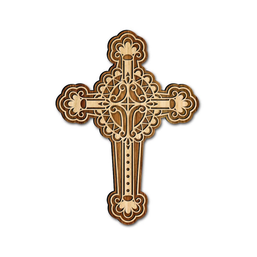 Laser Cutting File of the Christian Cross With Wood Engraving Pattern ...