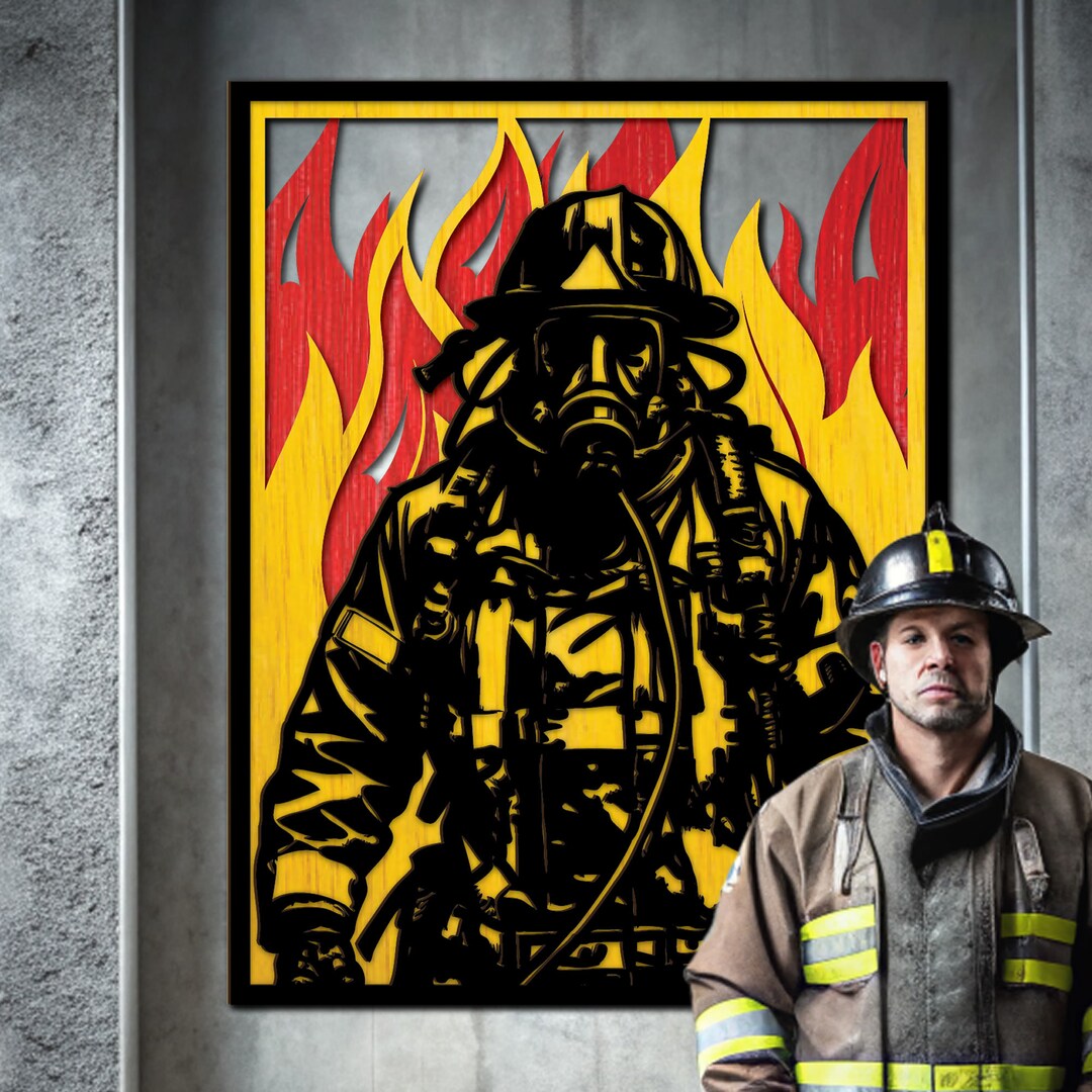 Firefighter Wall Panel Laser Cut File. Fire Department Wall Panel ...