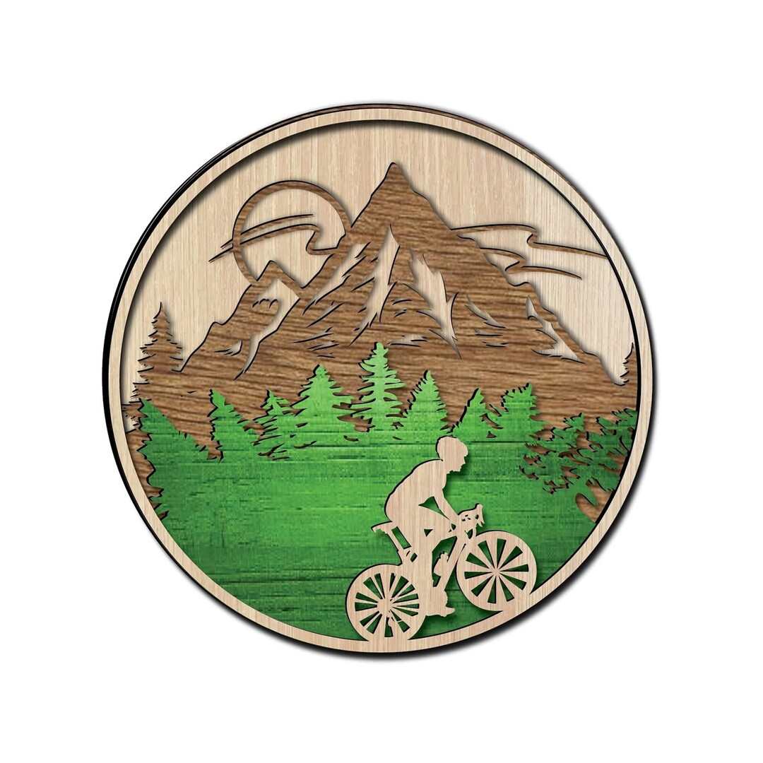 Bike, Mountains and Hills, 4-layer Laser Cut File. Bike, Mountain, Hill ...
