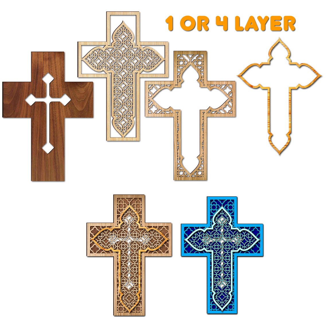 Cross Laser Cut Files. 1 or 4 Layer Cross File for Laser Cutting. Wall ...