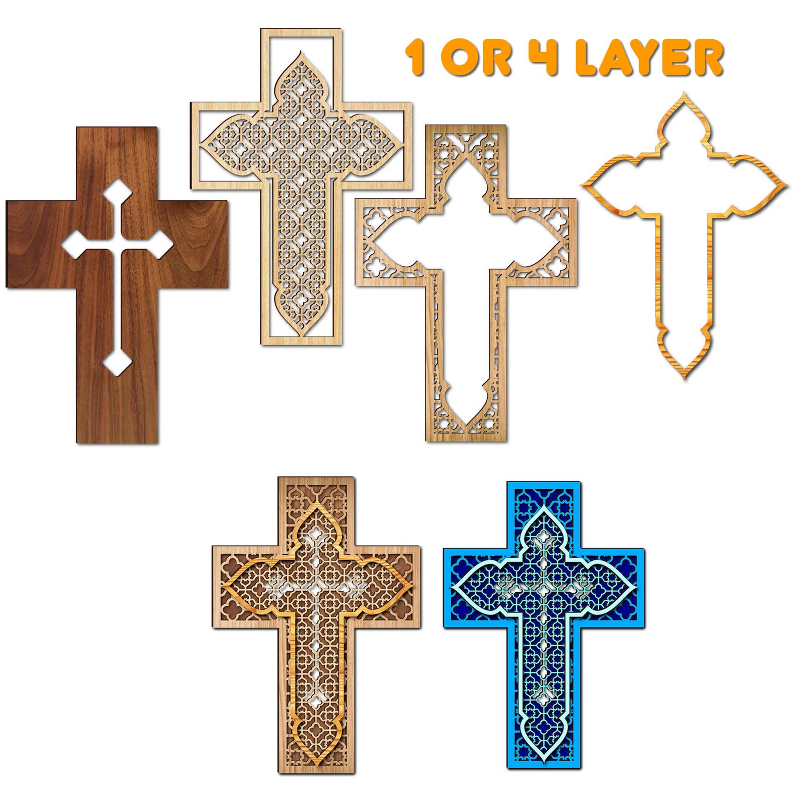 Cross Laser Cut Files. 1 or 4 Layer Cross File for Laser Cutting. Wall ...