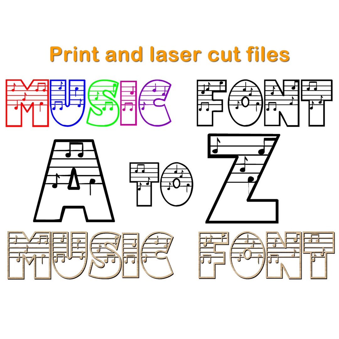 Music Font A to Z Svg Laser Cut or Print File.instant - Etsy Australia