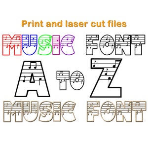 Music Font A to Z Svg, Laser Cut or Print File.instant Download. Laser ...