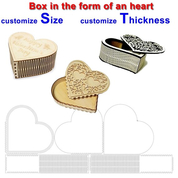 Laser Cut Files. Heart Box. Love Giftsvg and DXF Files. We | Etsy