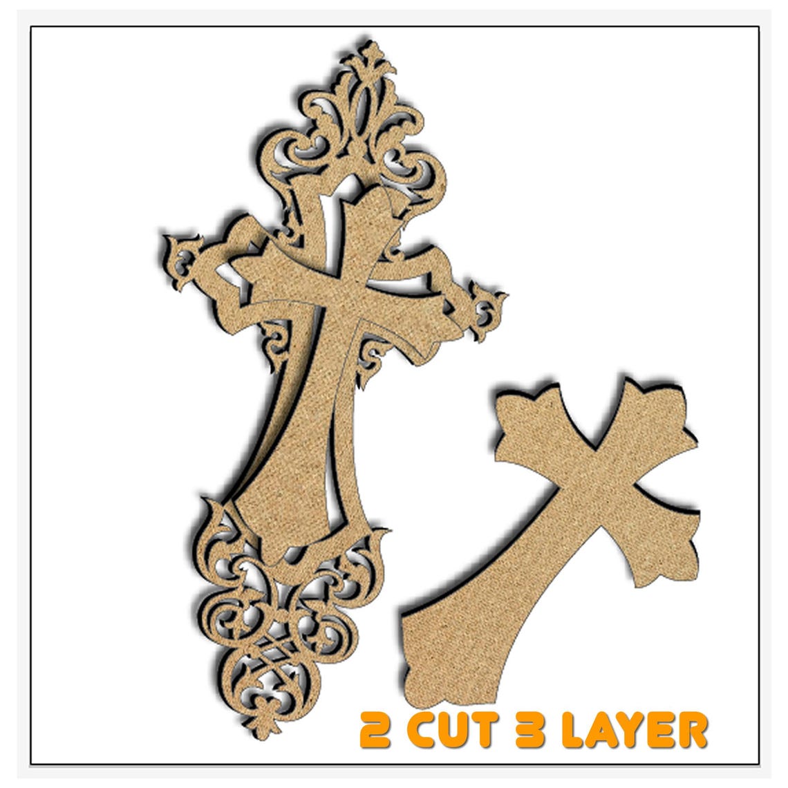 Cross Laser Cut Files. 3layer Christian Cross File for Laser Cutting ...