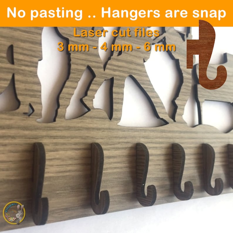 Key Hanger for Wall. Dog Leash Holder. Svg - Cdr - Dxf - Pdf - Ai File ...