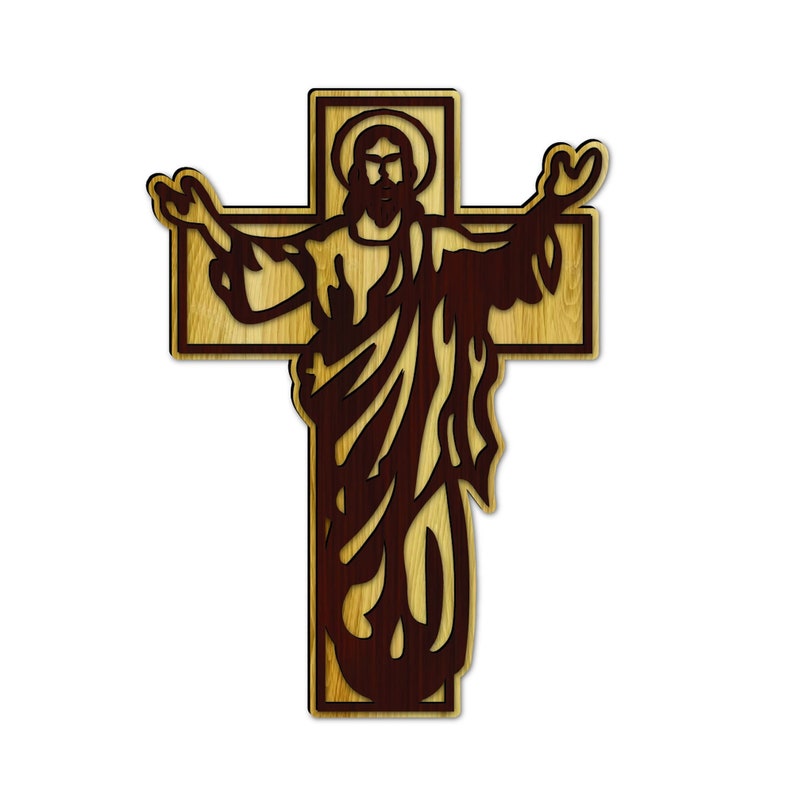2-layer Jesus and Cross Laser Cut Files. Jesus Cross File for - Etsy