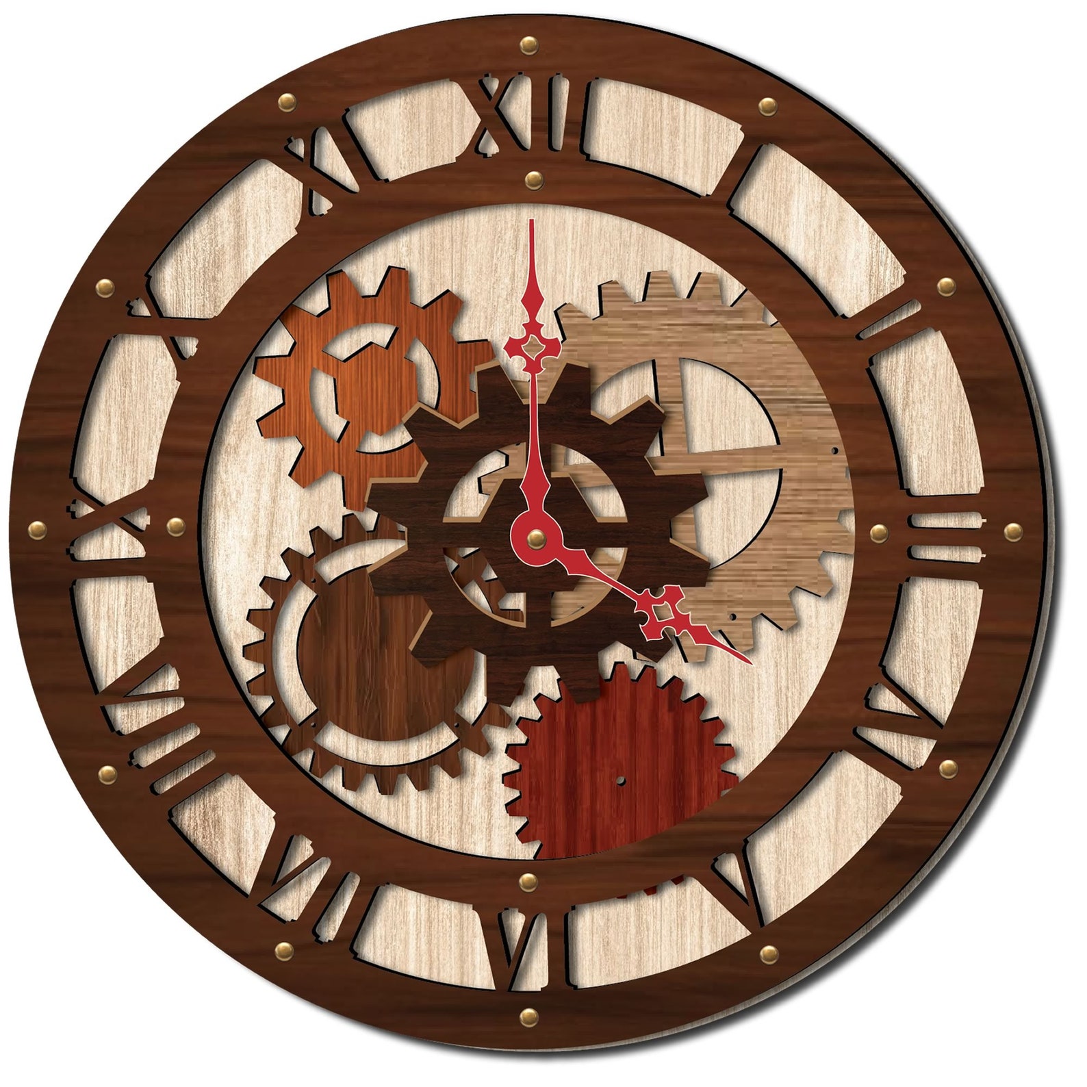 Laser Cut Wall Clock File With Layers and Wheels. Customizable Design ...