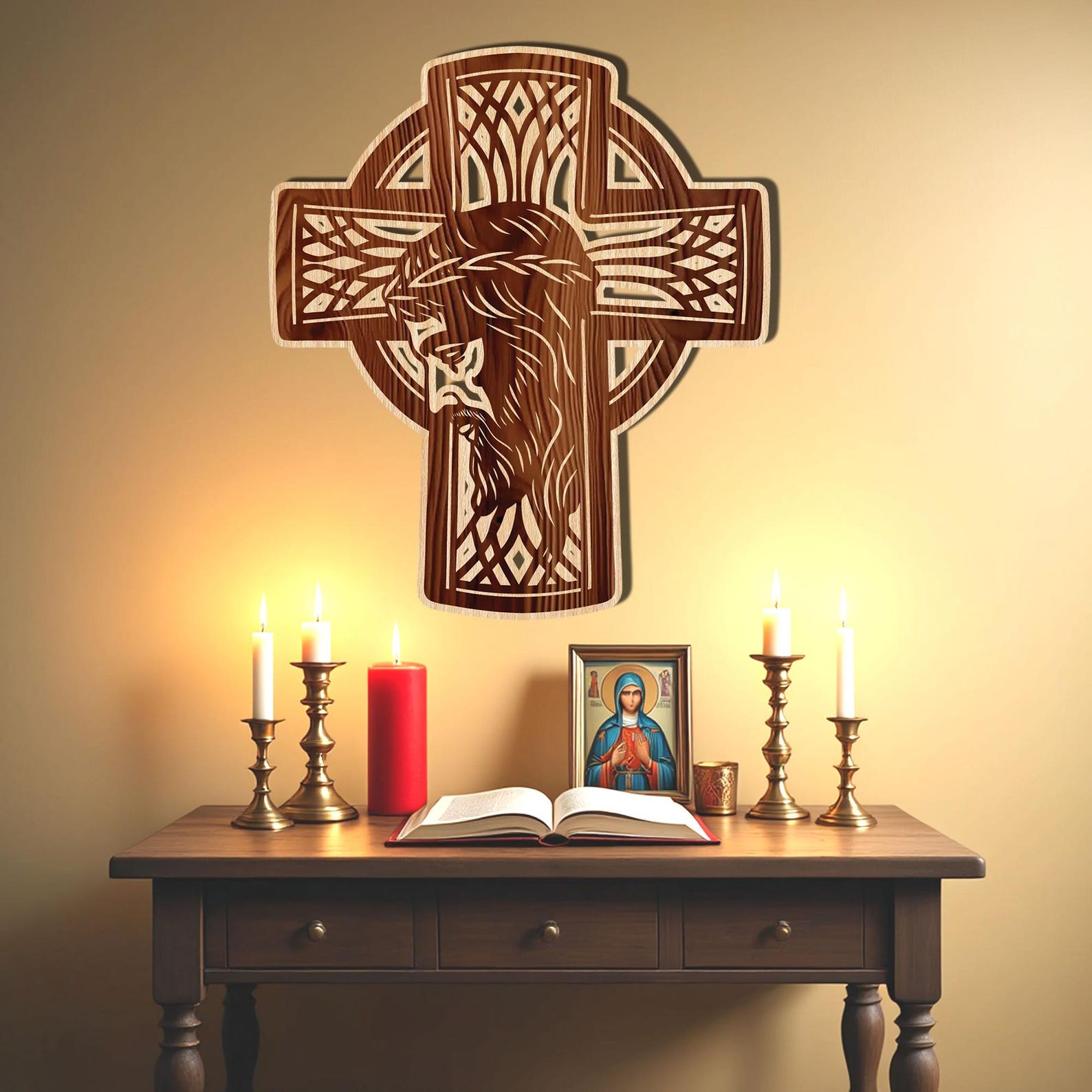 Jesus and Christian Cross Laser Cut File. Vector File for Laser Cutting ...