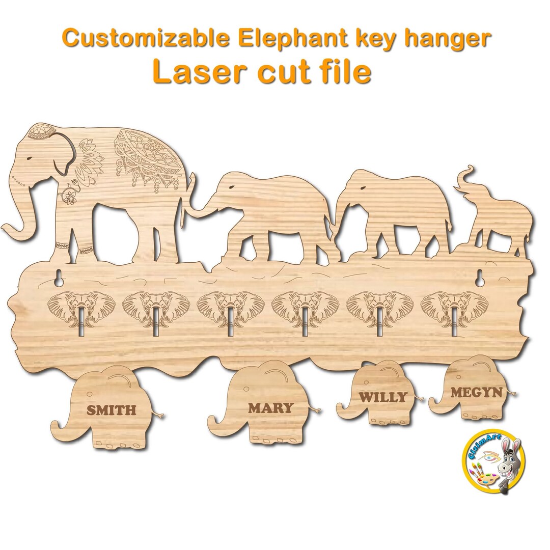 Customizable Elephant-themed Key Hanger. Svg - Cdr - Dxf - Pdf - Ai ...