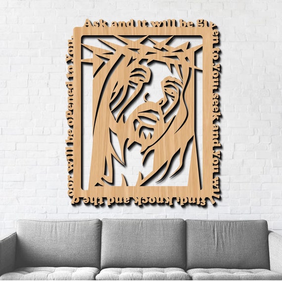 Jesus and Matthew 7:7 . Wall Art. Decoration Wall. Crucifix | Etsy