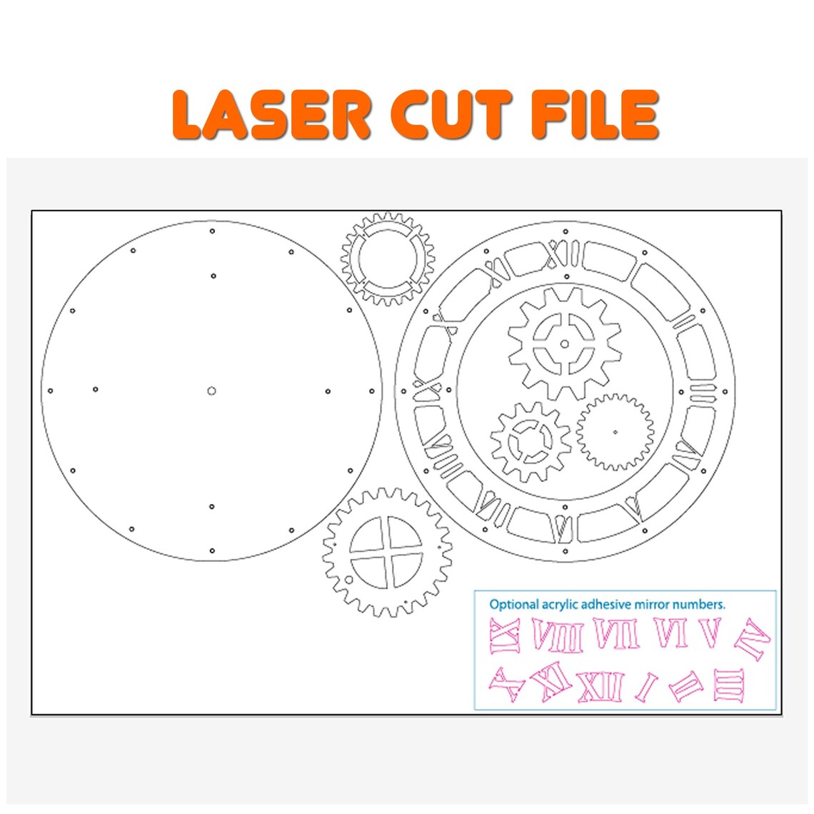 Laser Cut Wall Clock File With Layers and Wheels. Customizable Design ...