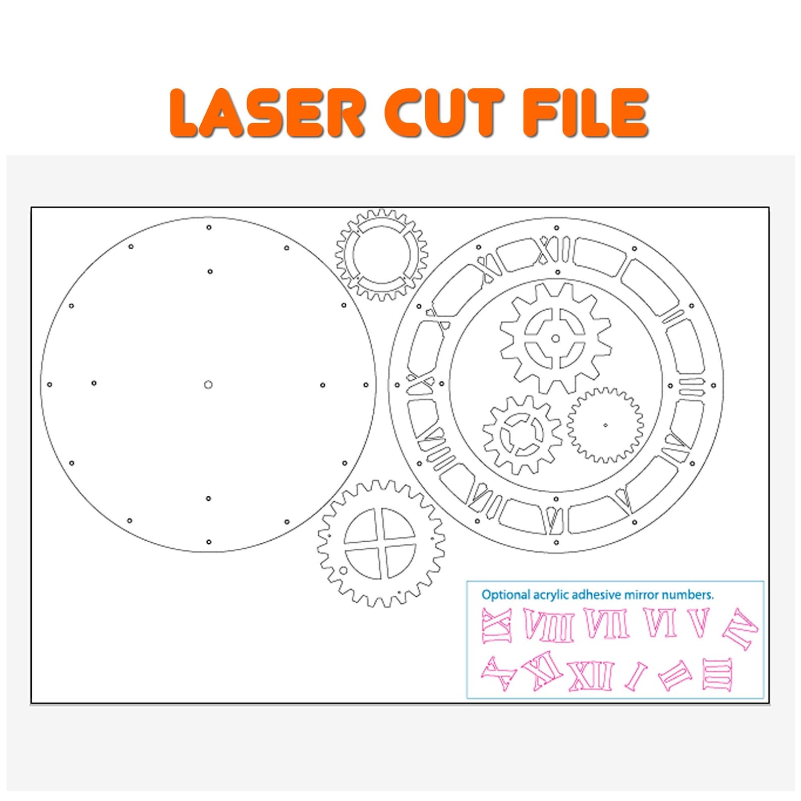 Laser Cut Wall Clock File With Layers and Wheels. Customizable Design ...
