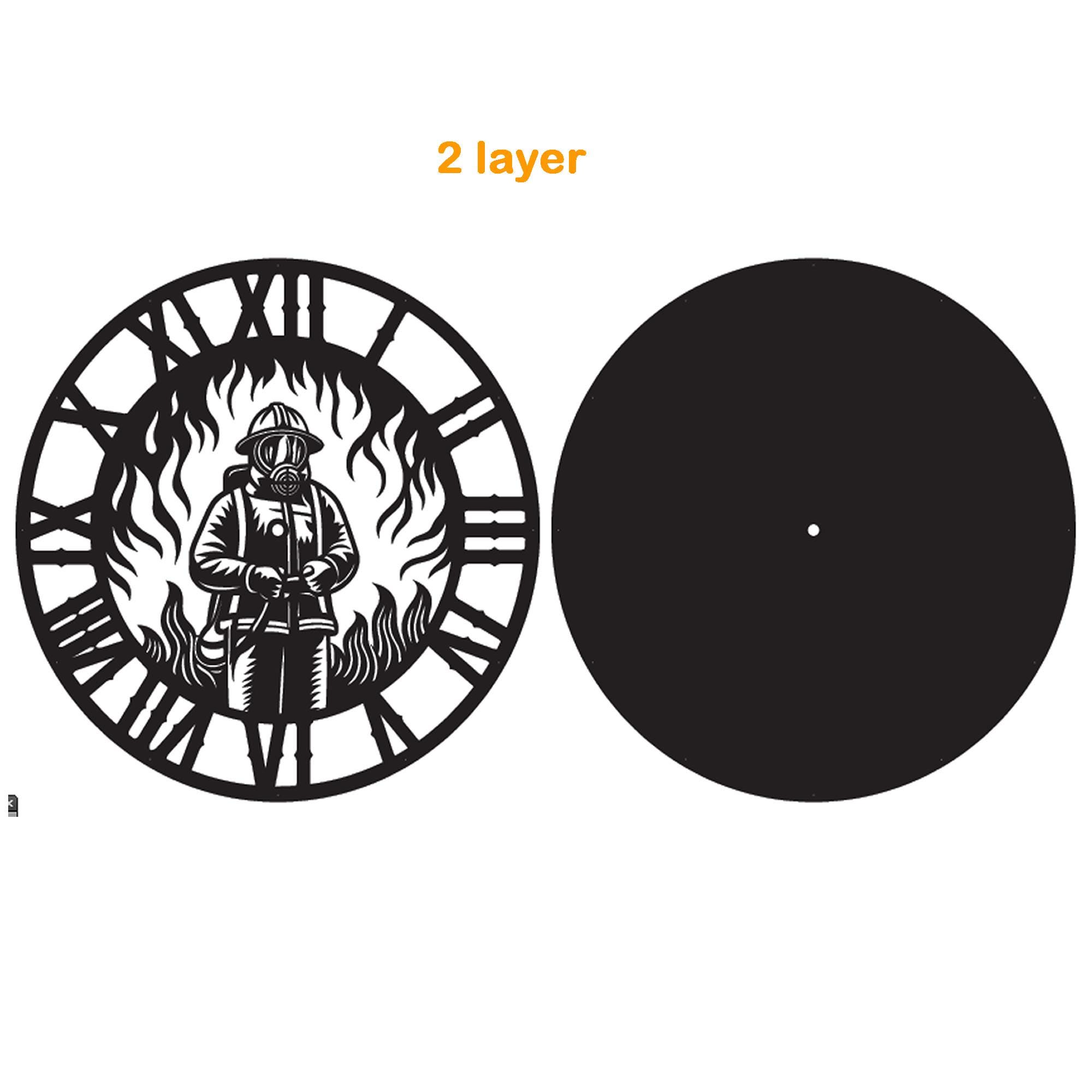 Fireman Svg for Laser. Wall Clock Fireman and American Flag for Laser ...