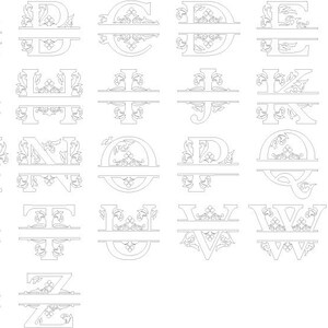 26 Font Split Monogram SVG Letters. 26 Latters Alphabet Laser Cut File ...