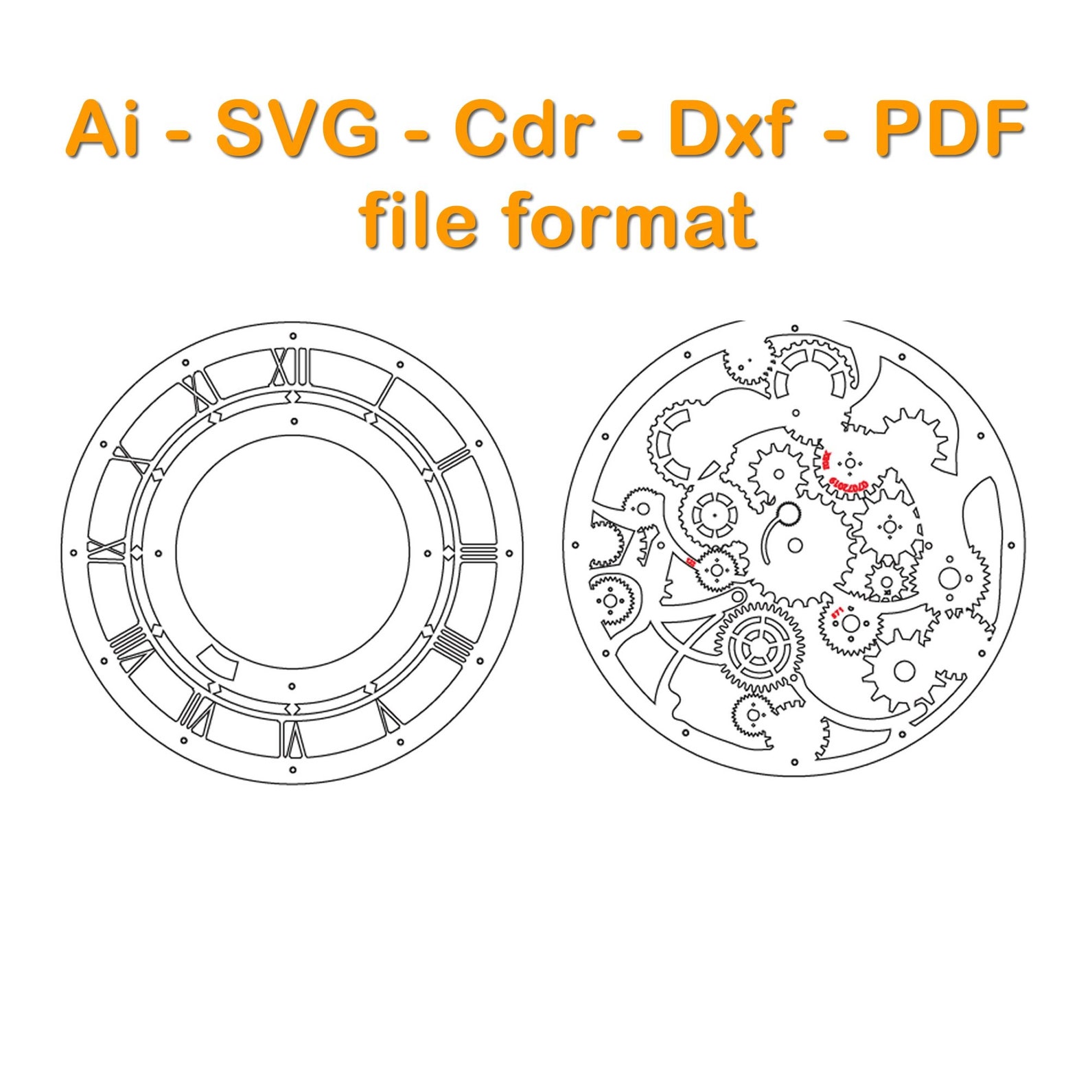 Wall Clock With Wheel Laser Cut File. Laser Cut Project Plan. | Etsy