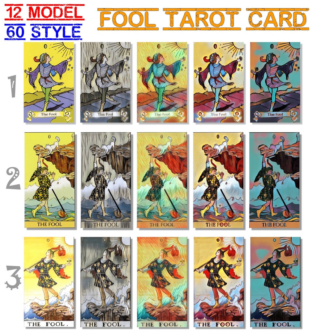 Fool Tarot Cards. 12 Model 60 Style Printable Pictures. Png and JPG ...