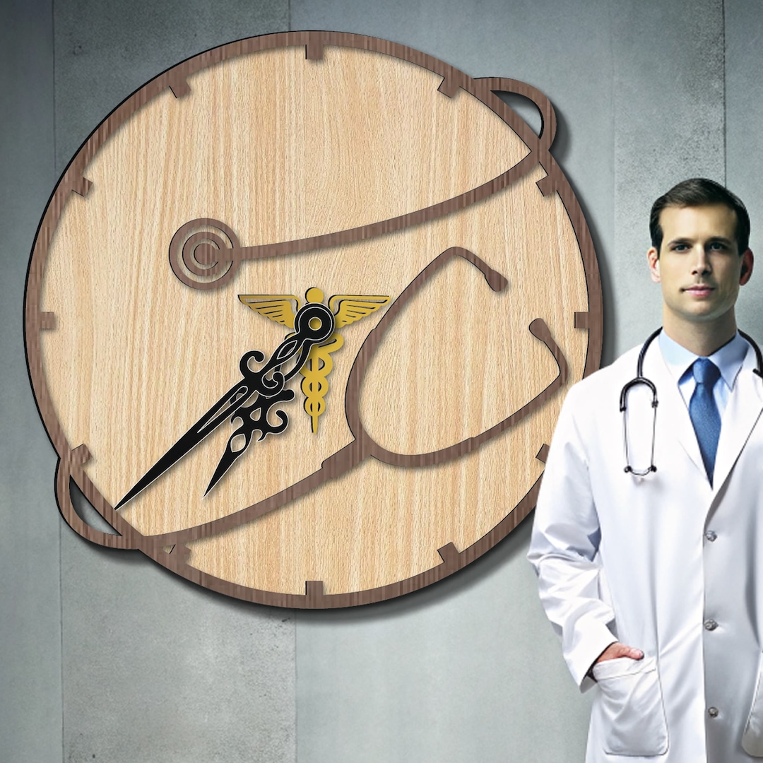 Stethoscope, Medical Wall Clock Laser File. Doctor Wall Clock ...