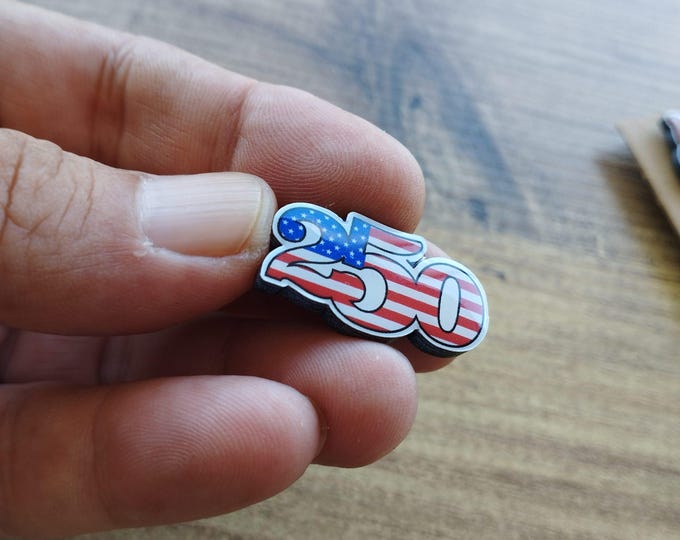 250th Anniversary Badge. American Flag and 250 Pin Badge. 250th ...