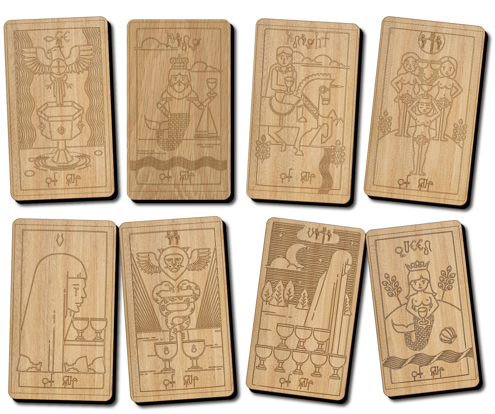 The Suit of Cups Tarot Cards. Tarot SVG cups set. 14 cards | Etsy