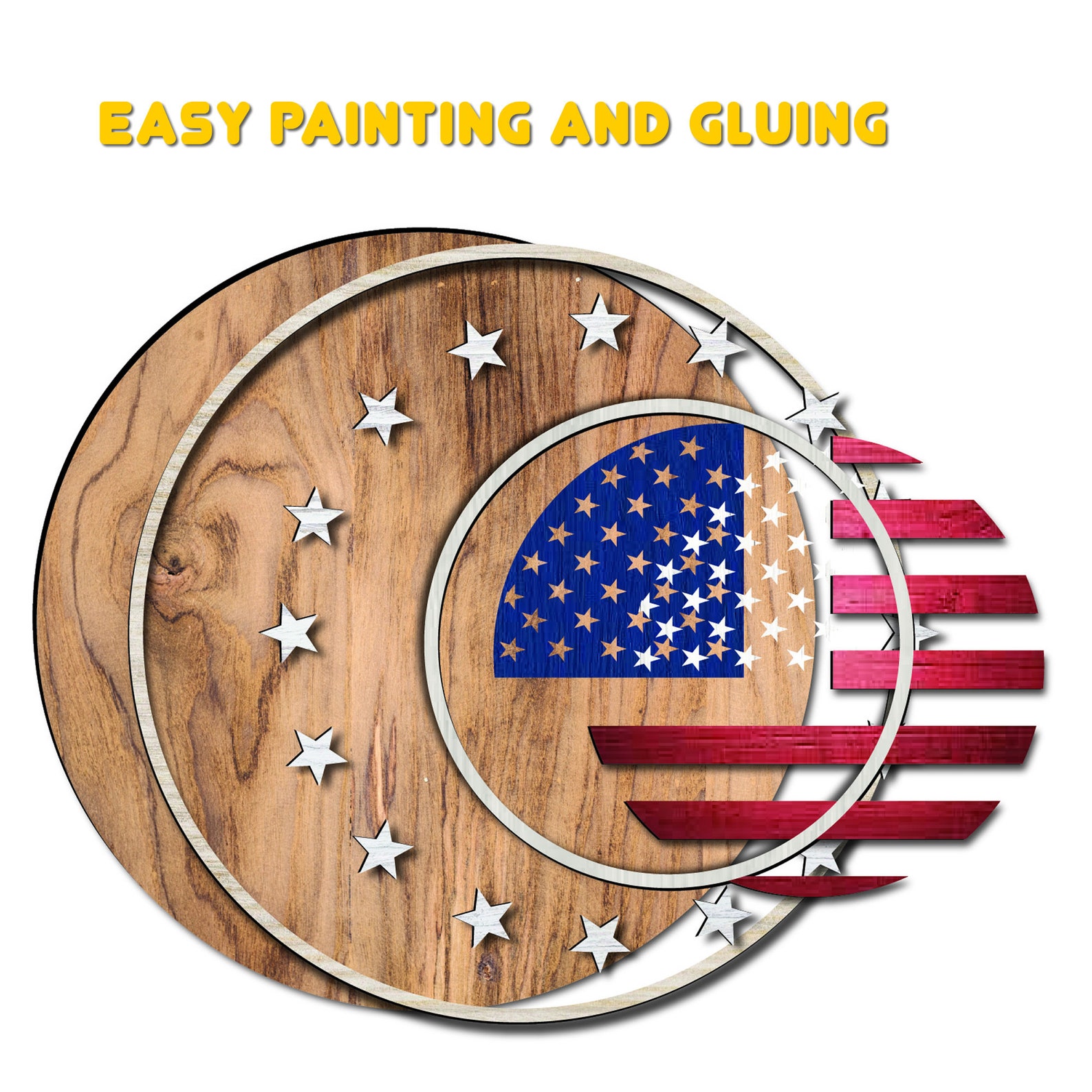 USA Flag Sign for Wall Laser Cut File. Two Layers Easy to Cut - Etsy