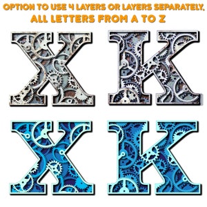 Gear Font Alphabet Set Laser Cut File. Gear Letters With Layer Options ...