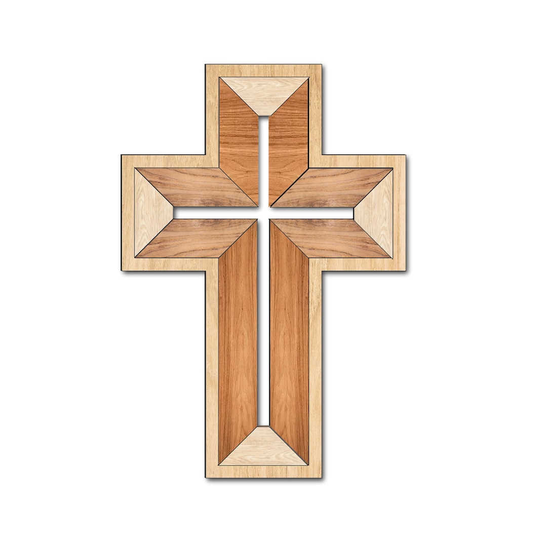 2 Layers Geometric Christian Cross, Laser Cut Files. Cross File for ...