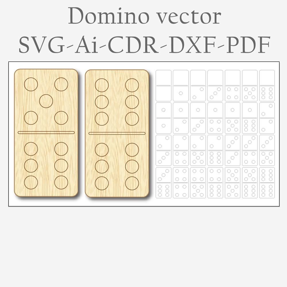 Dominoes Set Vector, Domino Svg Cutting File. Domino Set Drawings ...