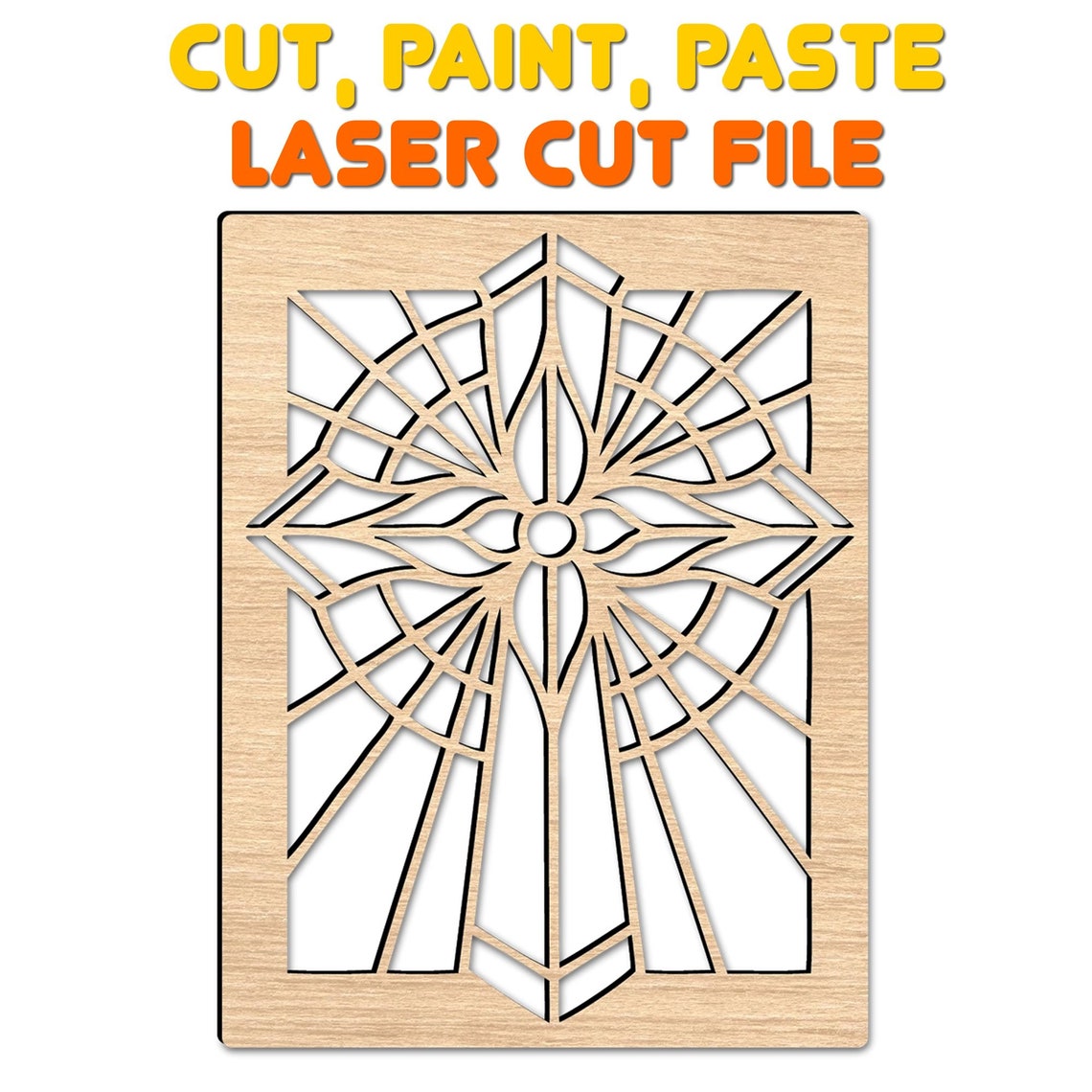 Laser Cut Stained Glass Cross. Laser Cut Paintable Cross. - Etsy