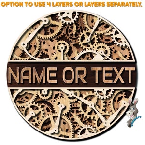 Gear Monogram Laser Cutting File. Separate Monogram Gears. Wall Board ...