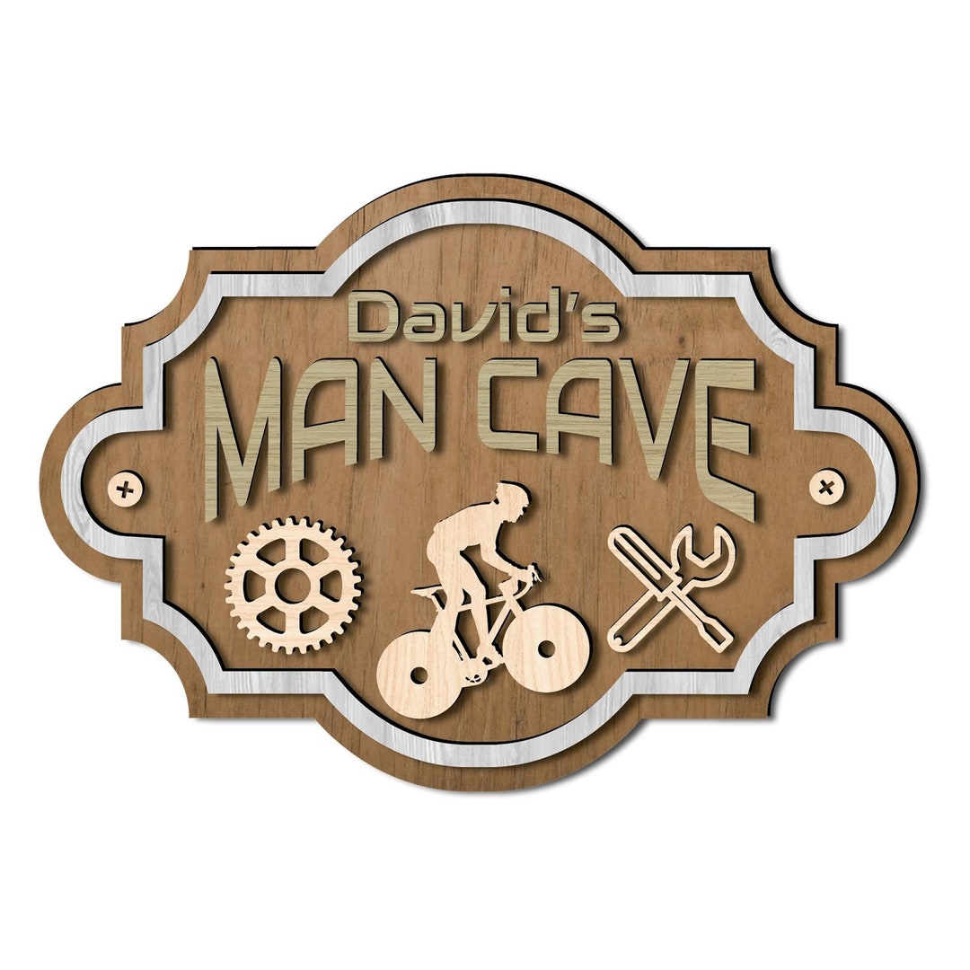 Bike and Repair Kit Man Cave Wall or Door Sign. Man Cave Signage Laser ...