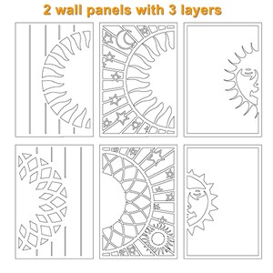 Sun Face Wall Art Laser Cutting File. Bohemian Sun Wall Panel. Sun for ...