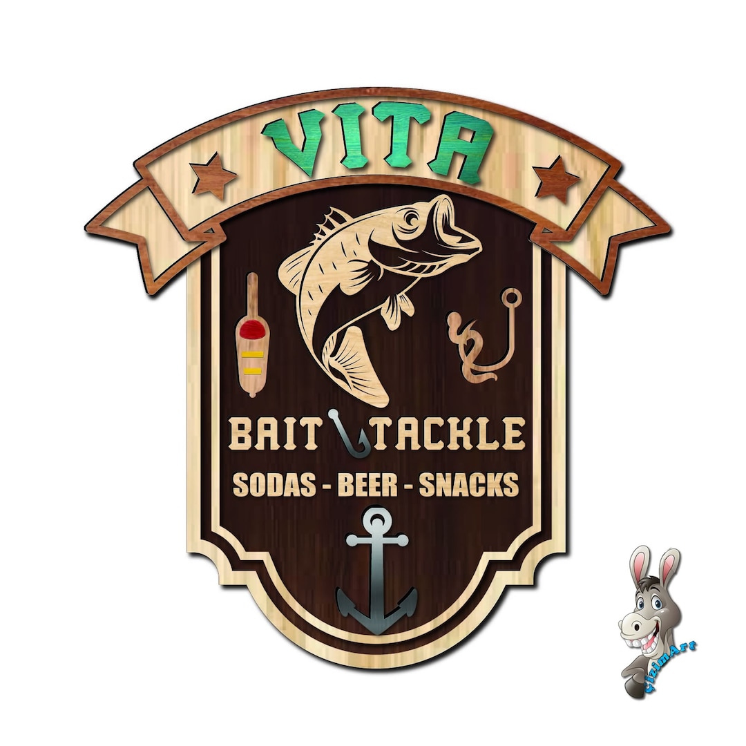 Replaceable Fishing Gear Shop Sign Laser Cut File. the Shop Name May ...