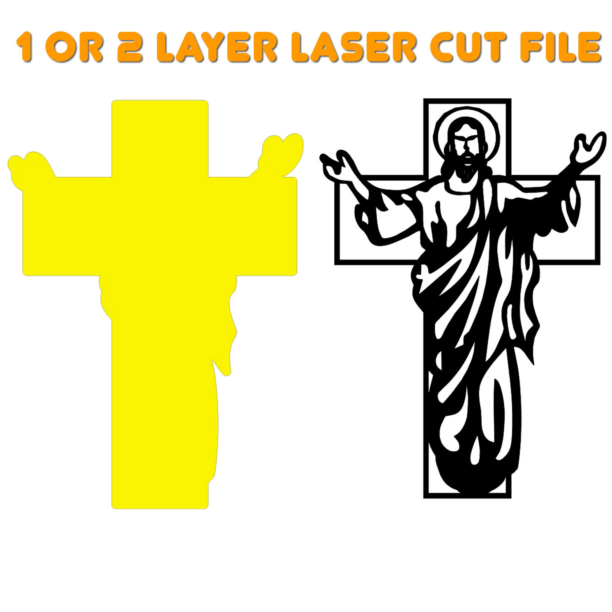 2-layer Jesus and Cross, Laser Cut Files. Jesus Cross File for Laser ...