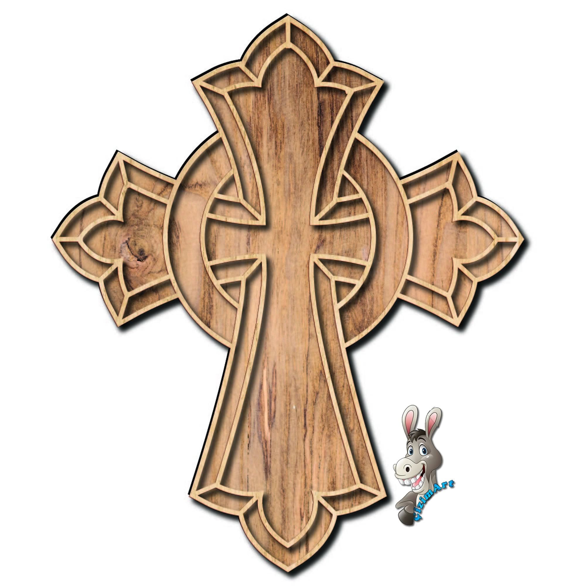 Cross Laser Cut File, 2 Layer. Cross File for Laser Cutting. Cross Wall ...