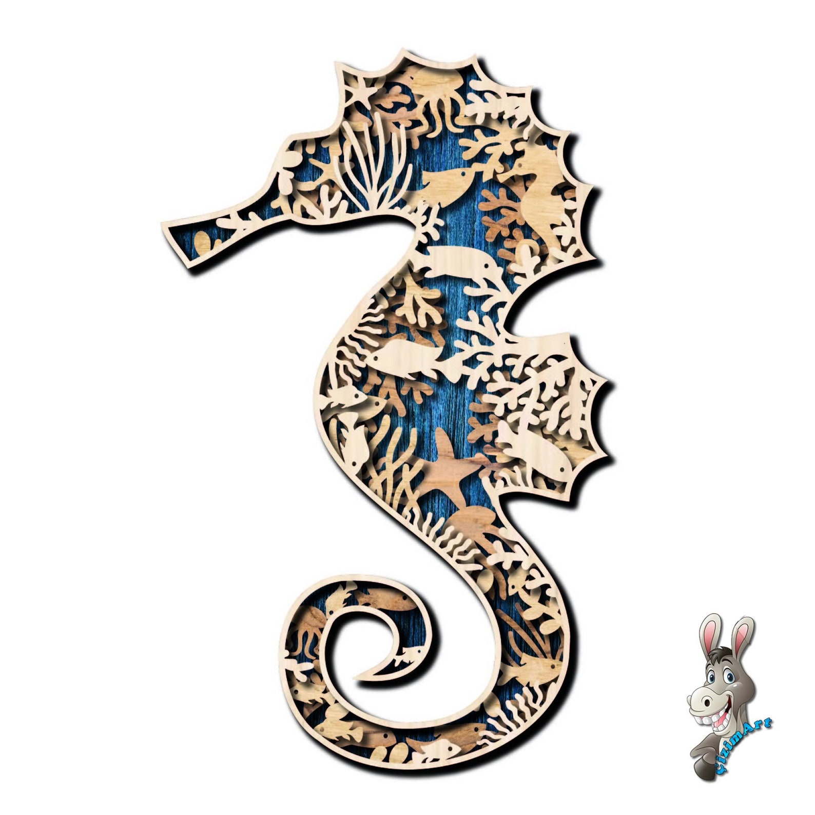 Seahorse File for Laser Cutting. Seahorses 4 Layer Wall Decoration ...