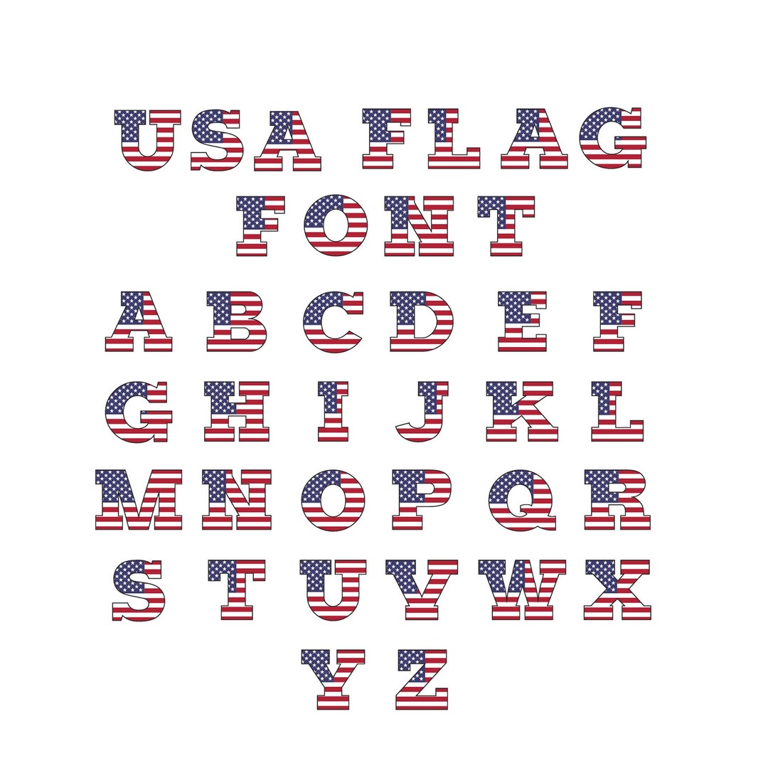 USA Flag Alphabet. Usa Flag Font Svg. American Flag Typeface Individual ...