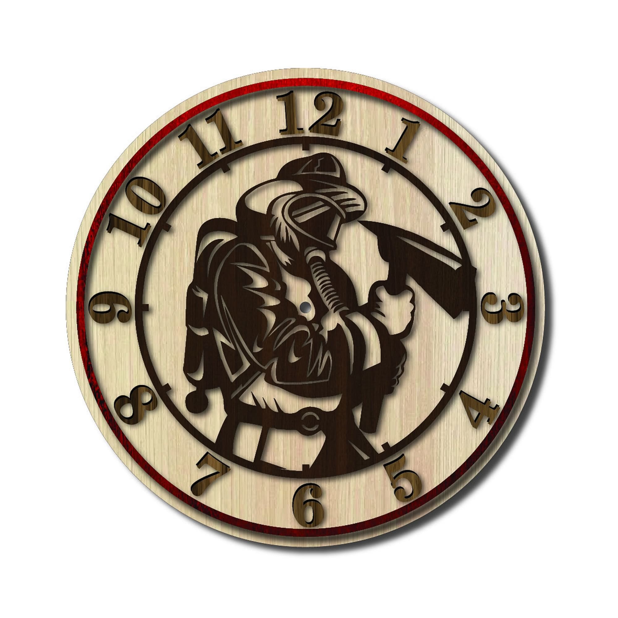 Fireman Svg for Laser. Wall Clock Fireman for Laser Cut | Etsy