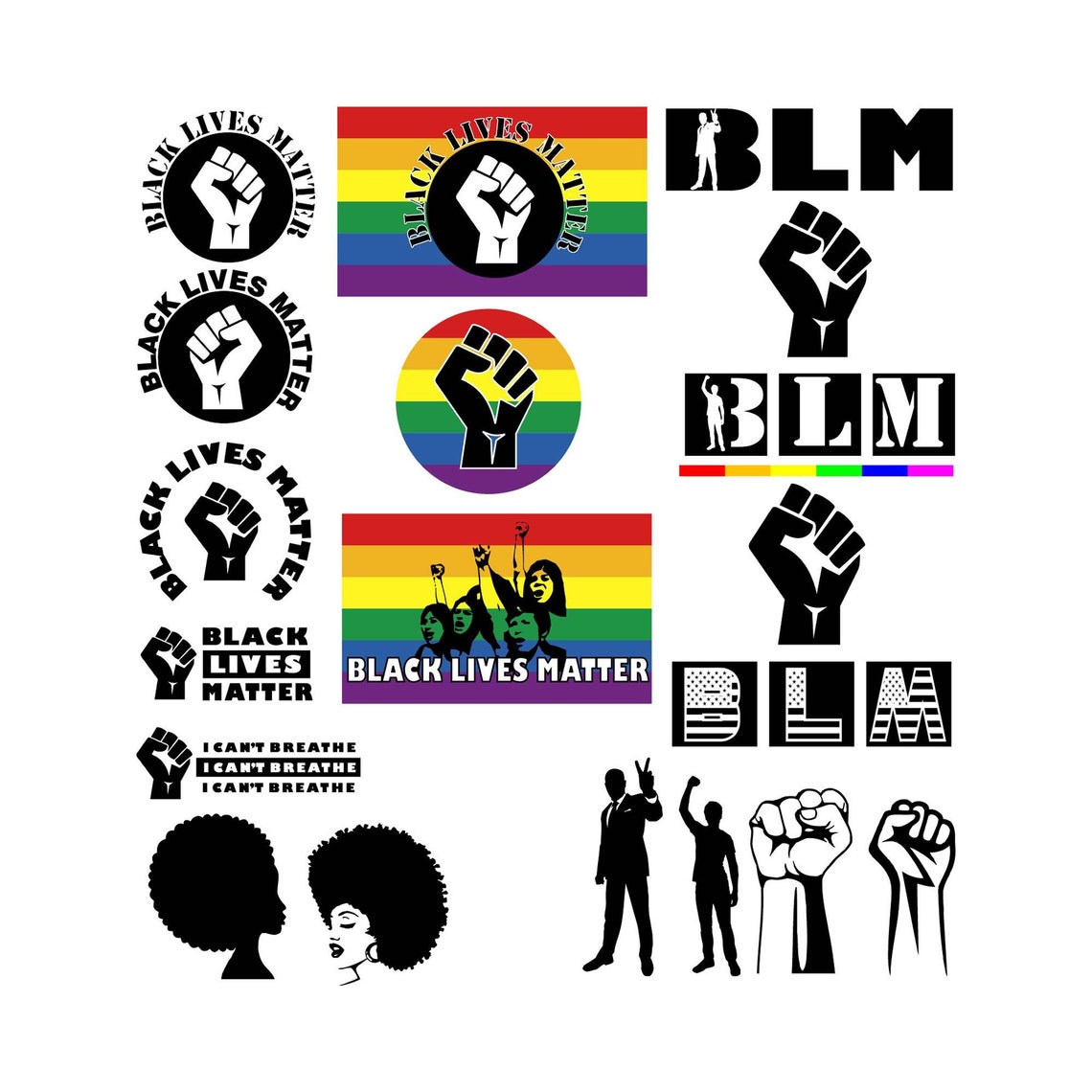 Black Lives Matter SVG File.blm Changeable Colors Lines Do | Etsy