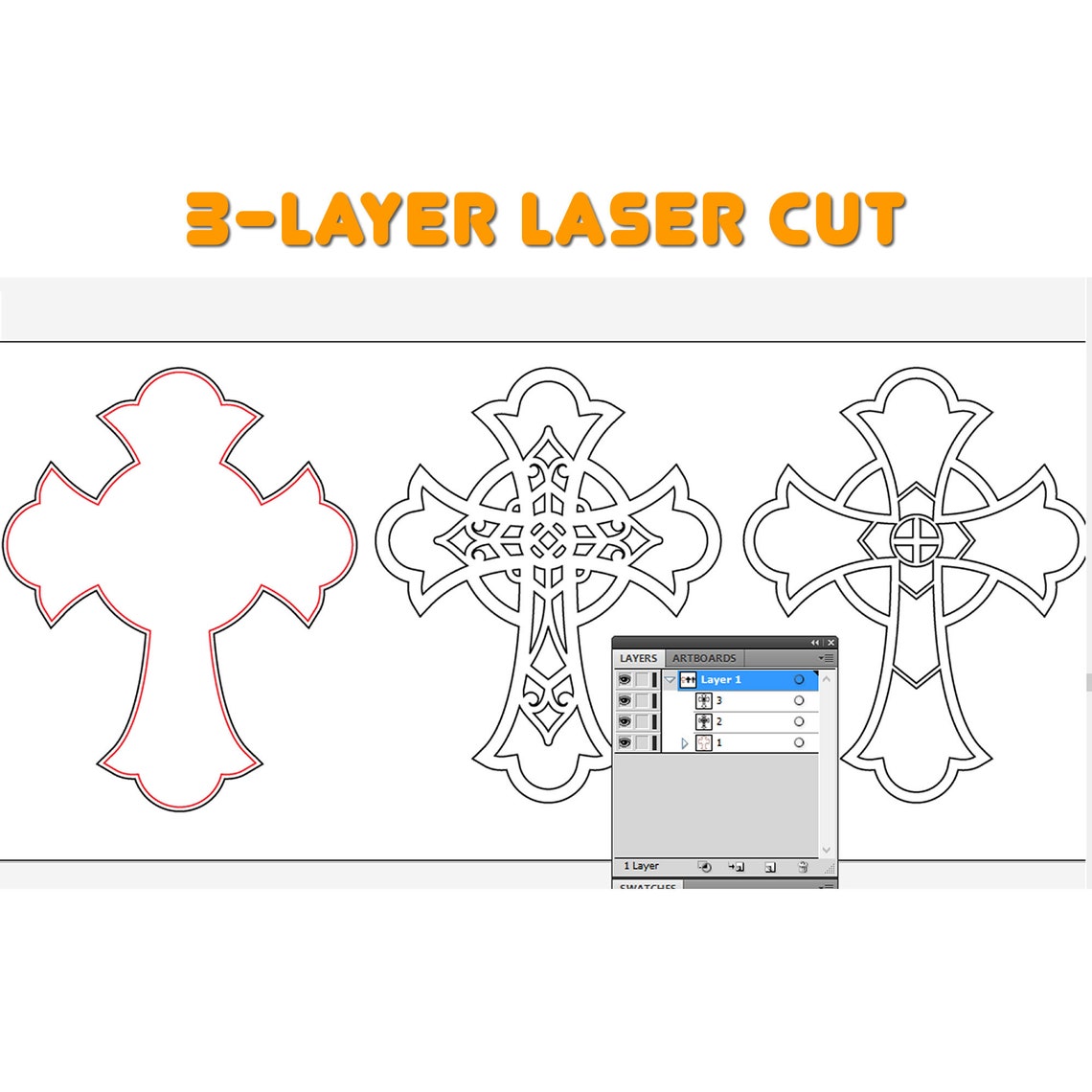 3-layer Christian Cross Laser Cut Files. Vector File for - Etsy