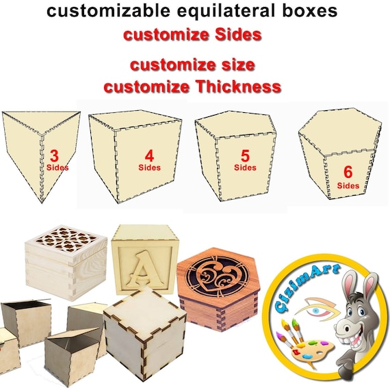 Laser Cut Files. Equilateral Box Customize SVG and DXF Files. - Etsy