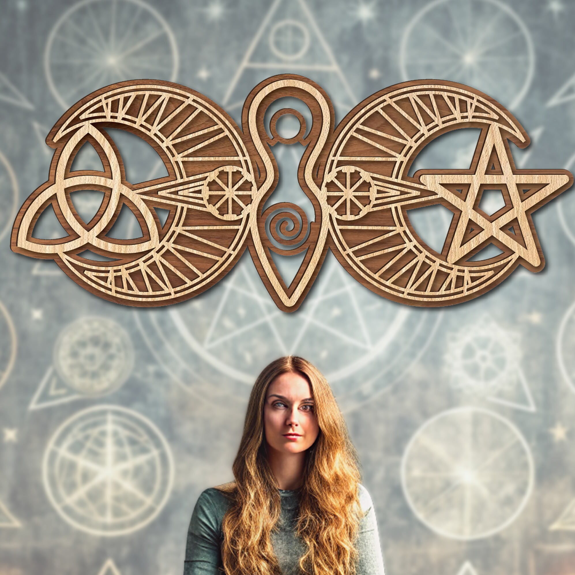 Wiccan Symbols and Moon Laser Cutting File. Wiccan Symbol Laser Cut ...