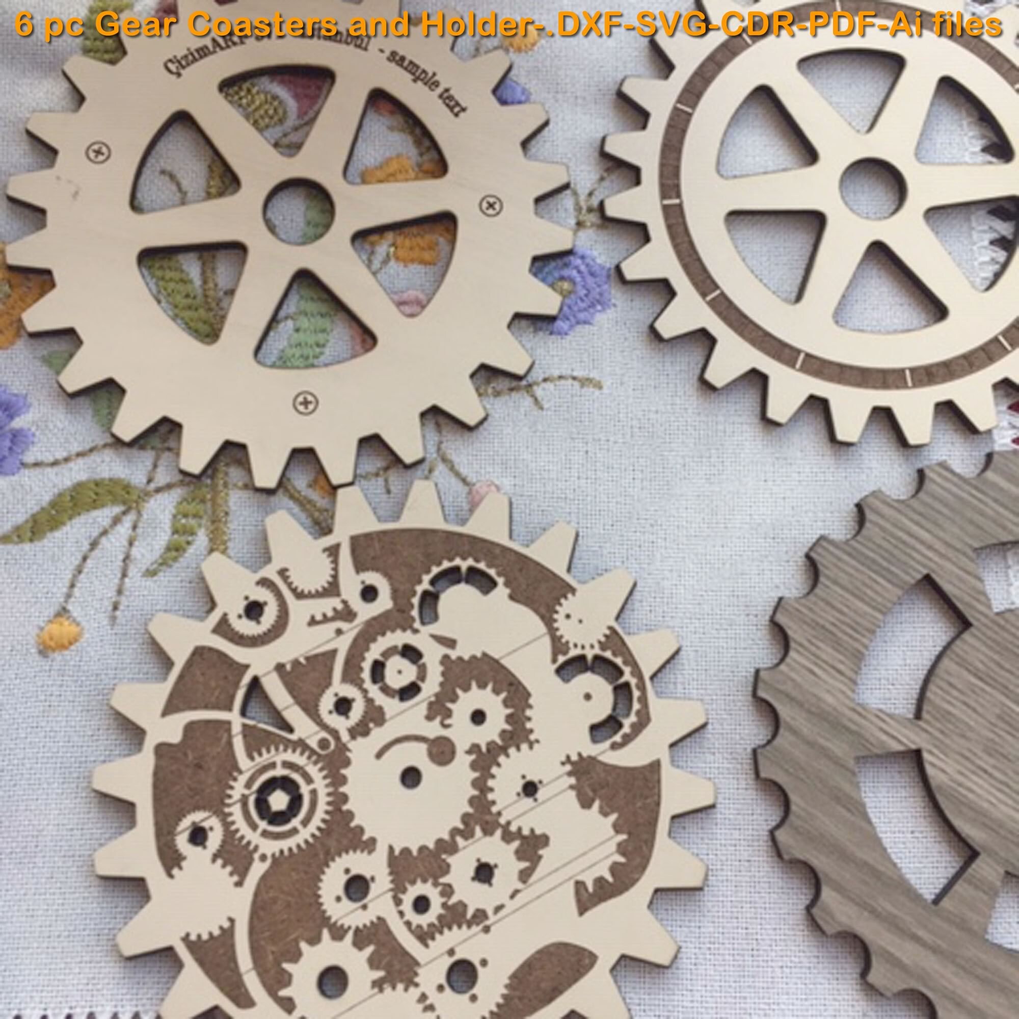 6 model gear coasters and flexible holdercoasters svg pdf | Etsy