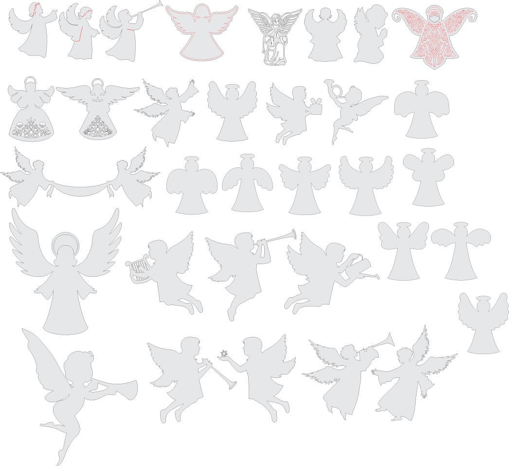 Angel Svg 33 Different Angel Drawings Laser Cut File SVG - Etsy