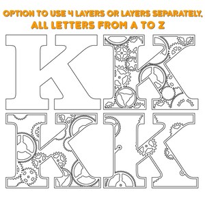 Gear Font Alphabet Set Laser Cut File. Gear Letters With Layer Options ...