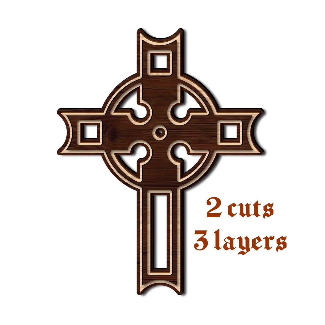 3 layers christian cross laser cutting file. Svg Pdf Dxf | Etsy