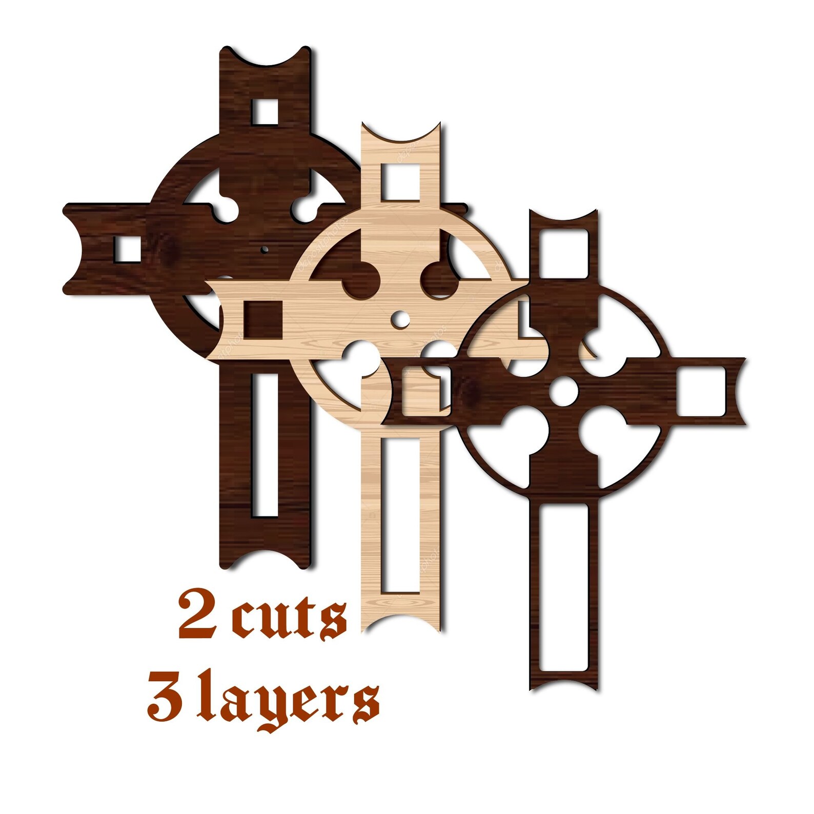 3 layers christian cross laser cutting file. Svg Pdf Dxf | Etsy